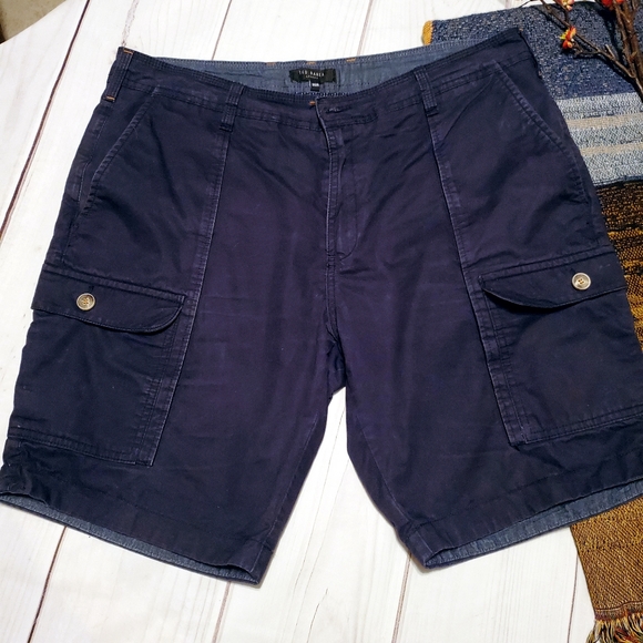 Ted Baker | Shorts | Ted Baker Flat Front Dark Denim Look Shorts 36r ...